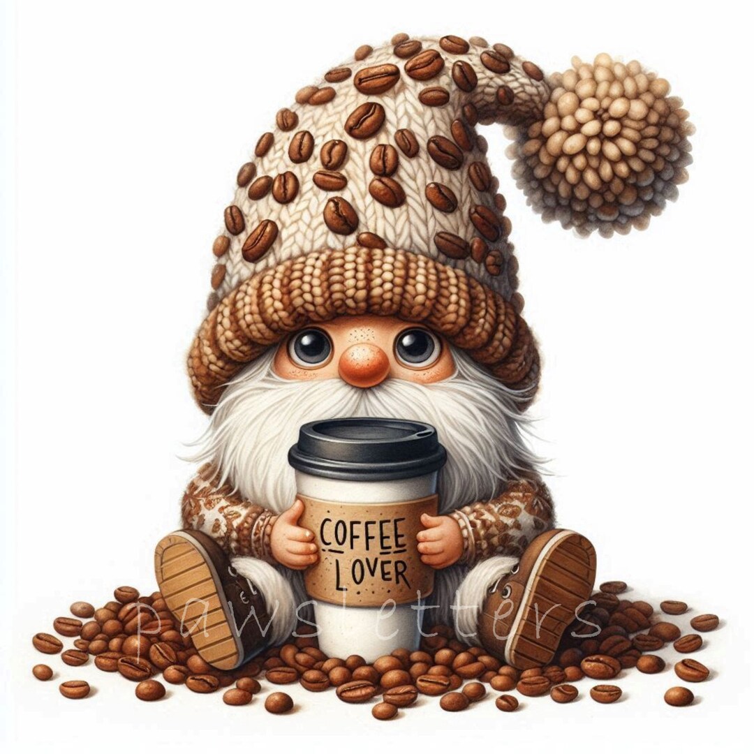 Coffee Lover Gnome Clipart | Set of 10 | High Quality 300 DPI Jpegs ...