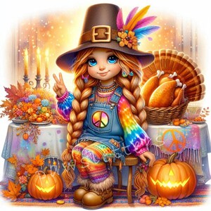 Thanksgiving Gnomes Clipart 10 High Res Watercolor Jpgs Peace Gnome Art ...