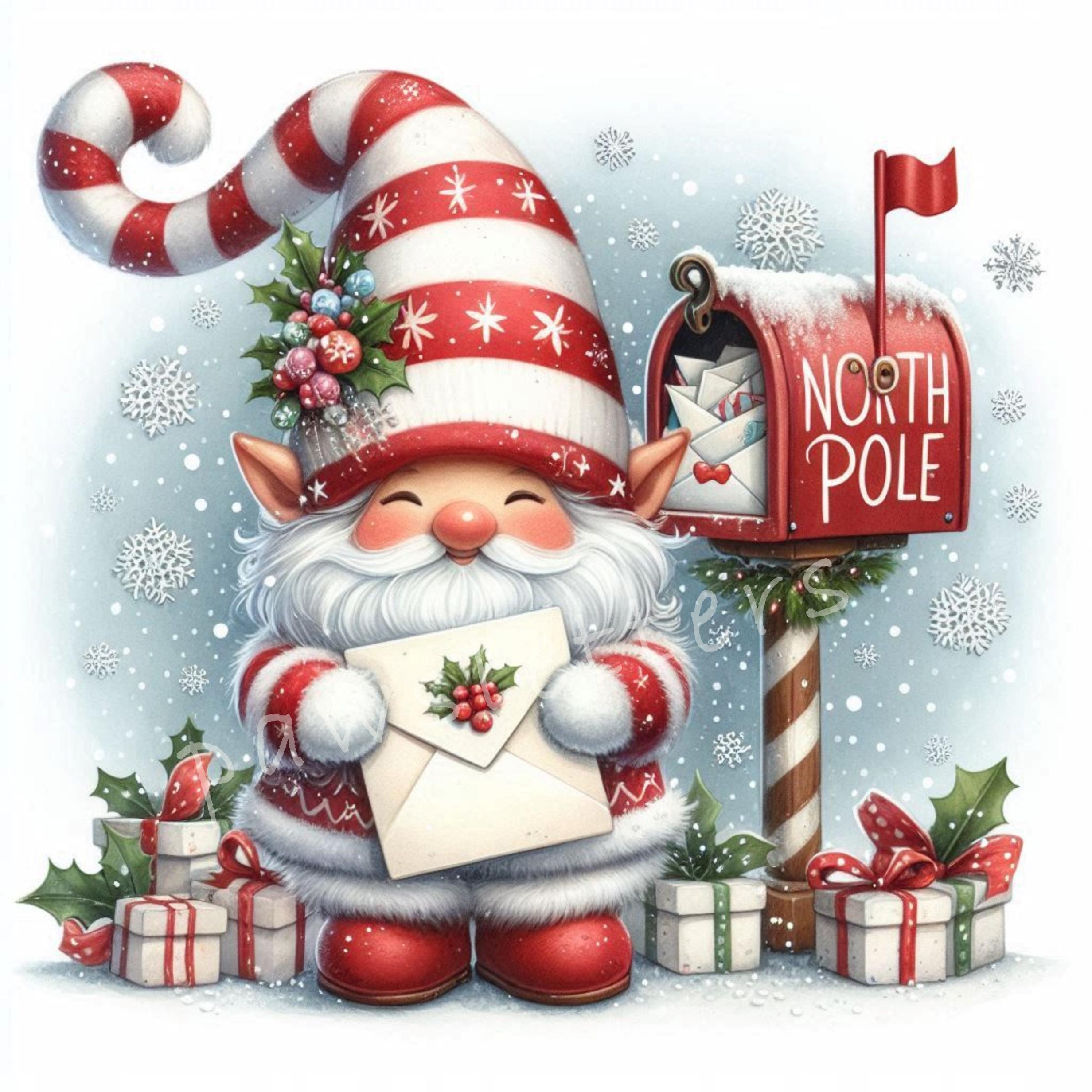 North Pole Mail Gnomes Clipart 10 High Res Watercolor Jpgs for Junk ...