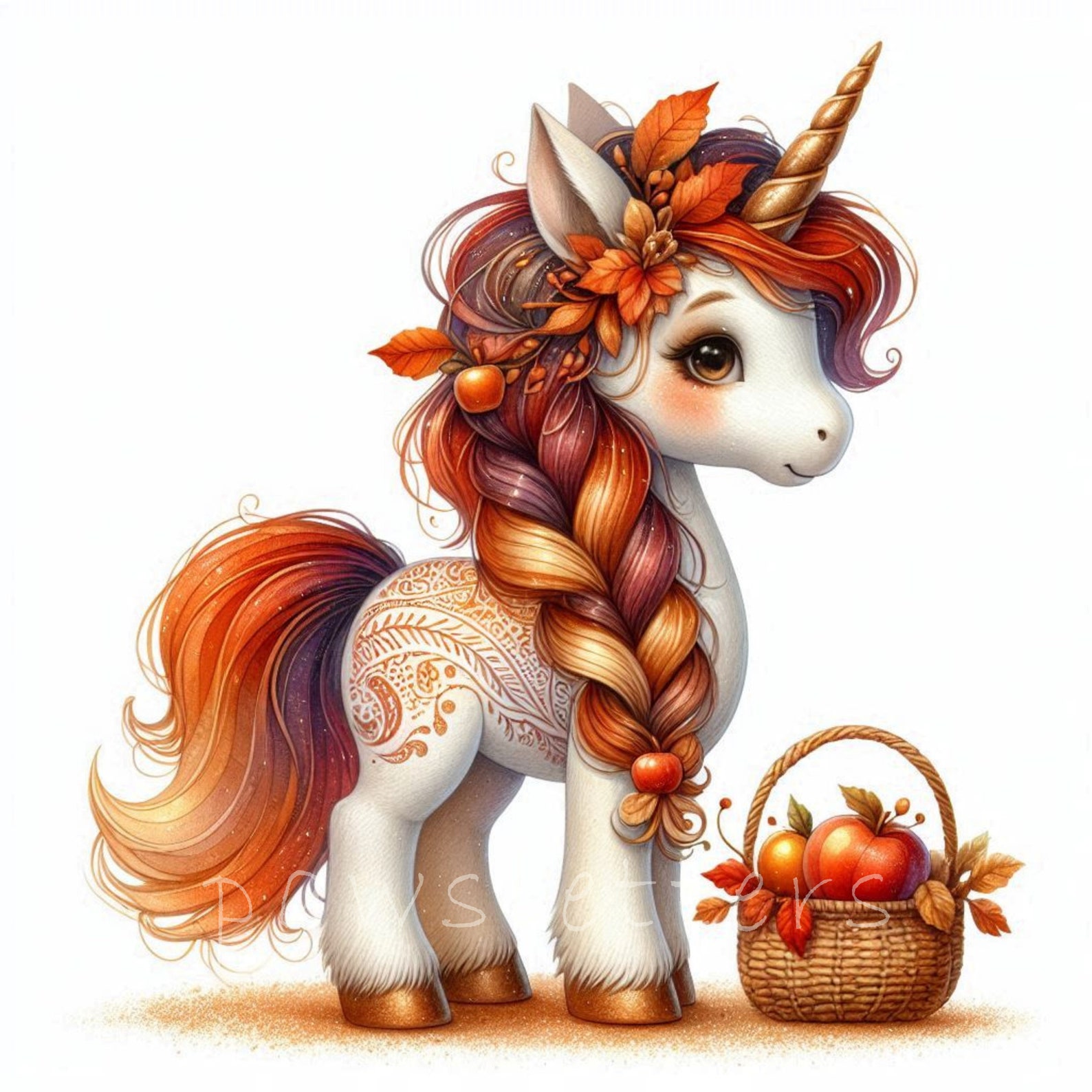 Hello Autumn Harvest Unicorn Clipart | Set of 10 | High Quality 300 DPI ...