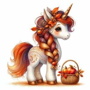 Hello Autumn Harvest Unicorn Clipart | Set of 10 | High Quality 300 DPI ...