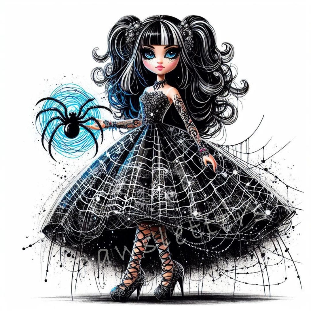 Enchanted Spider Spinner Doll Clip Art 10 High Res Watercolor Jpgs for ...