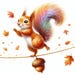 Autumn Squirrel Acrobat Clipart 10 High Res Watercolor Jpgs Cute Forest ...