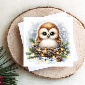 Christmas Owl Clipart 10 High Res Watercolor Jpgs Cute Winter Animals ...