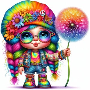 Groovy Hippie Gnome Clipart | Set of 10 | High Quality 300 DPI Jpegs ...