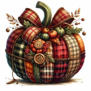 Plaid Pumpkin Clipart | Set of 10 | High Quality 300 DPI Jpegs ...