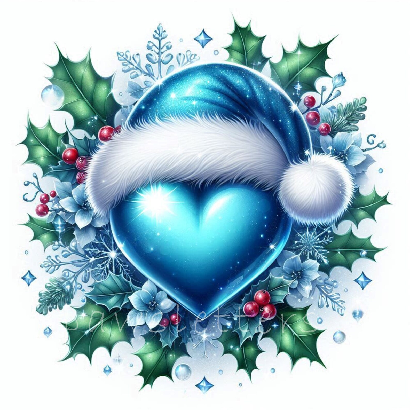 Winter Christmas Blue Hearts Clipart | Set of 10 | High Quality 300 DPI ...