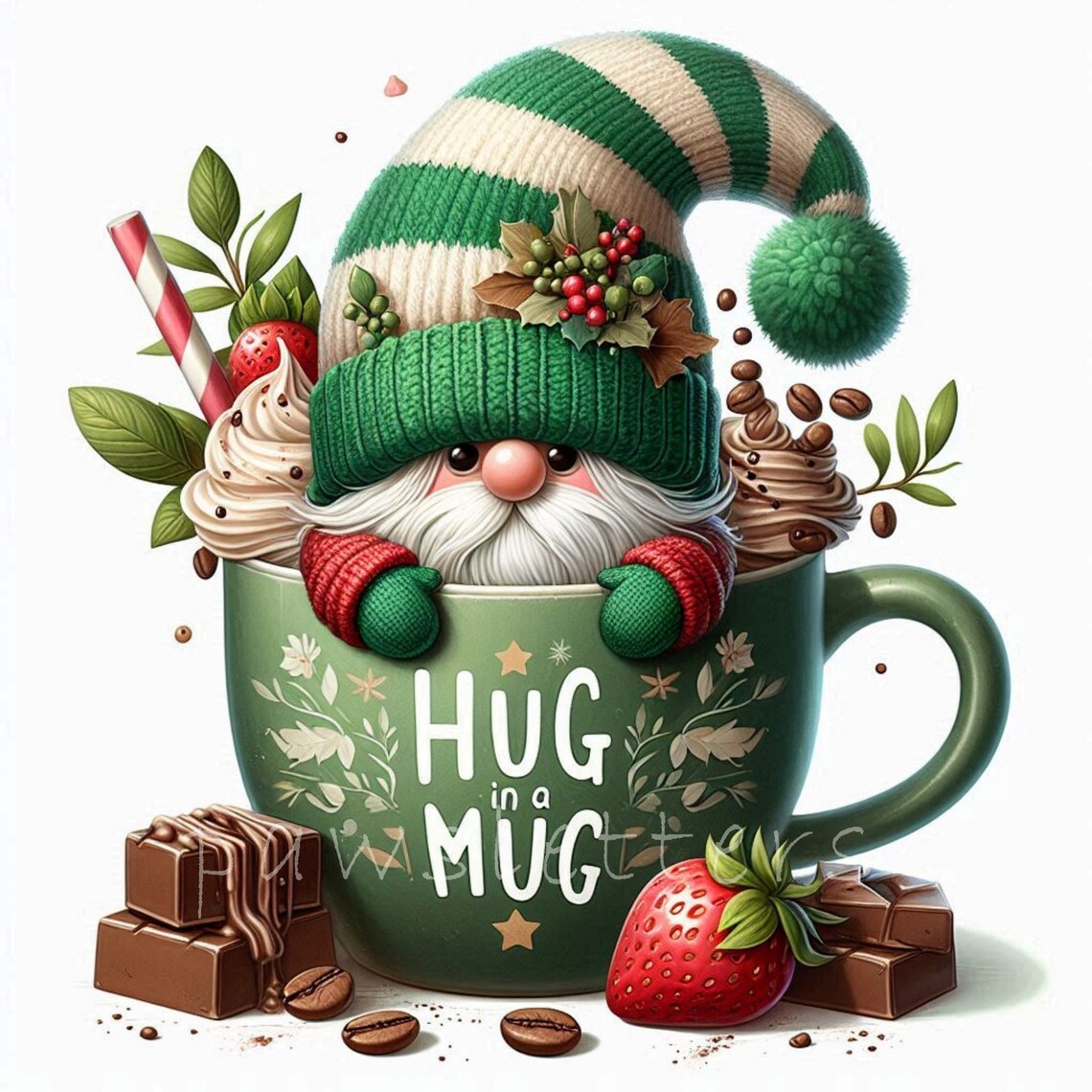 Watercolor Coffee Lover Gnome Clipart | Set of 10 | High Quality 300 ...