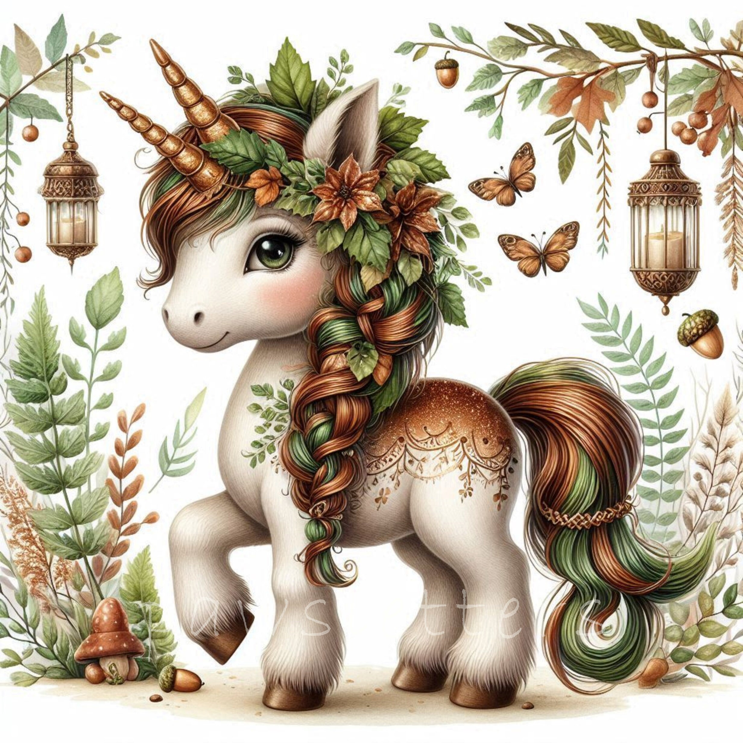 Hello Fall Woodland Unicorn Clipart Set of 10 High Quality 300 DPI ...