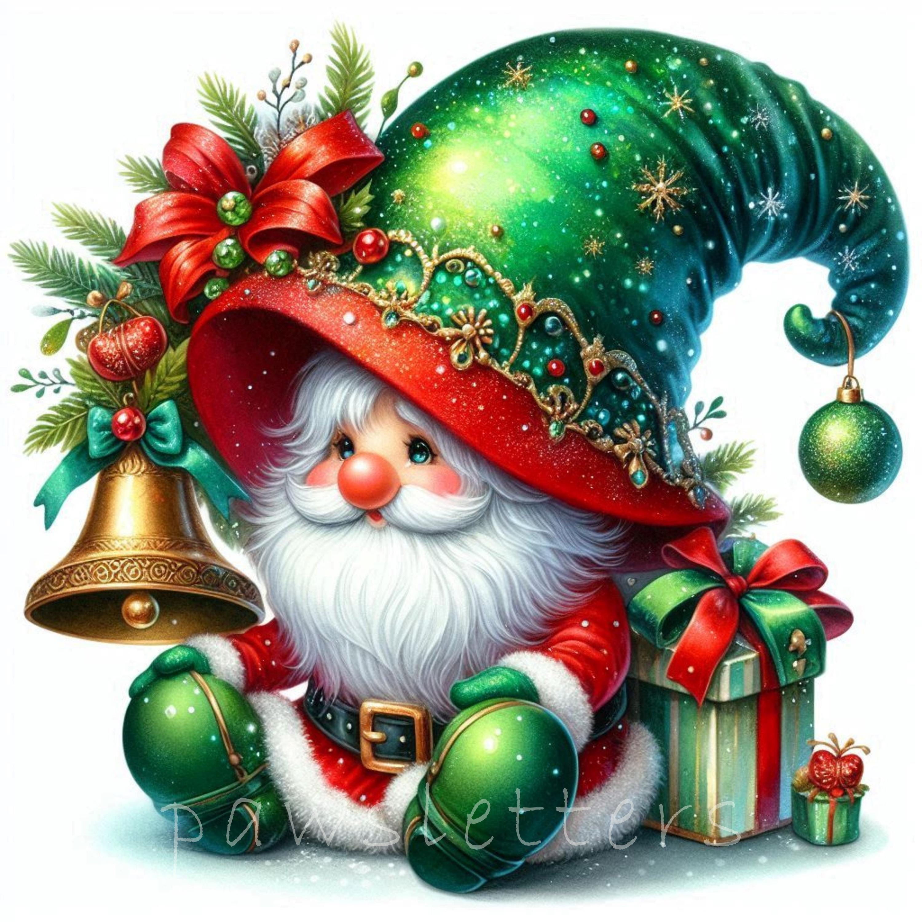 Festive Christmas Gnome Clipart, 10 High Res Watercolor Jpgs for Junk ...