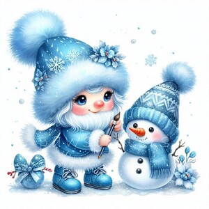 Winter Gnomes Clip Art 10 High Res Watercolor Jpgs for Junk Journal ...