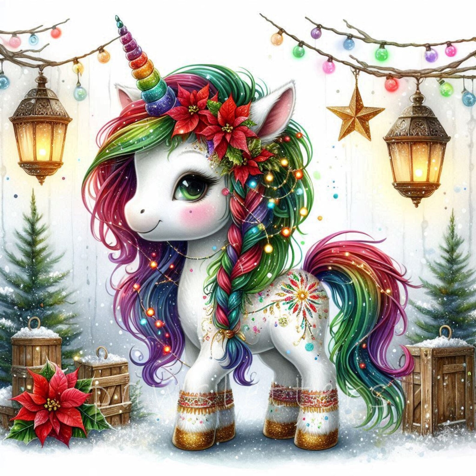 Christmas Unicorn Clipart | Set of 10 | High Quality 300 DPI Jpegs ...