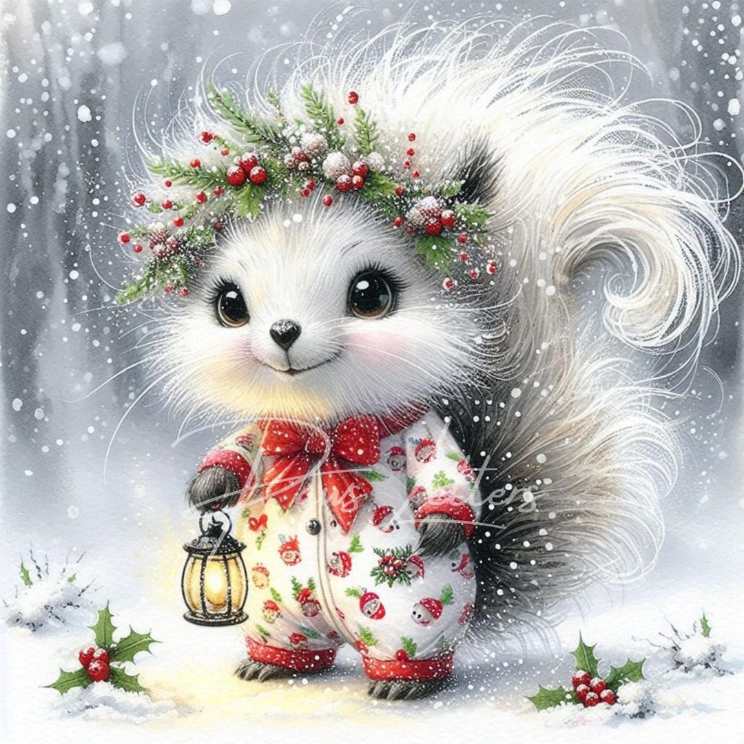 Christmas Animals Clip Art 10 High Res Watercolor Jpgs Winter Animals ...