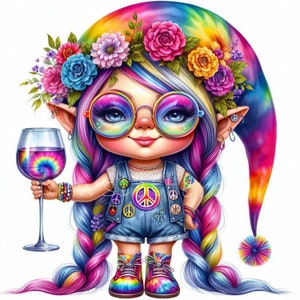 Groovy Hippie Gnome Clipart | Set of 10 | High Quality 300 DPI Jpegs ...