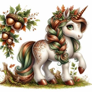 Hello Fall Woodland Unicorn Clipart | Set of 10 | High Quality 300 DPI ...
