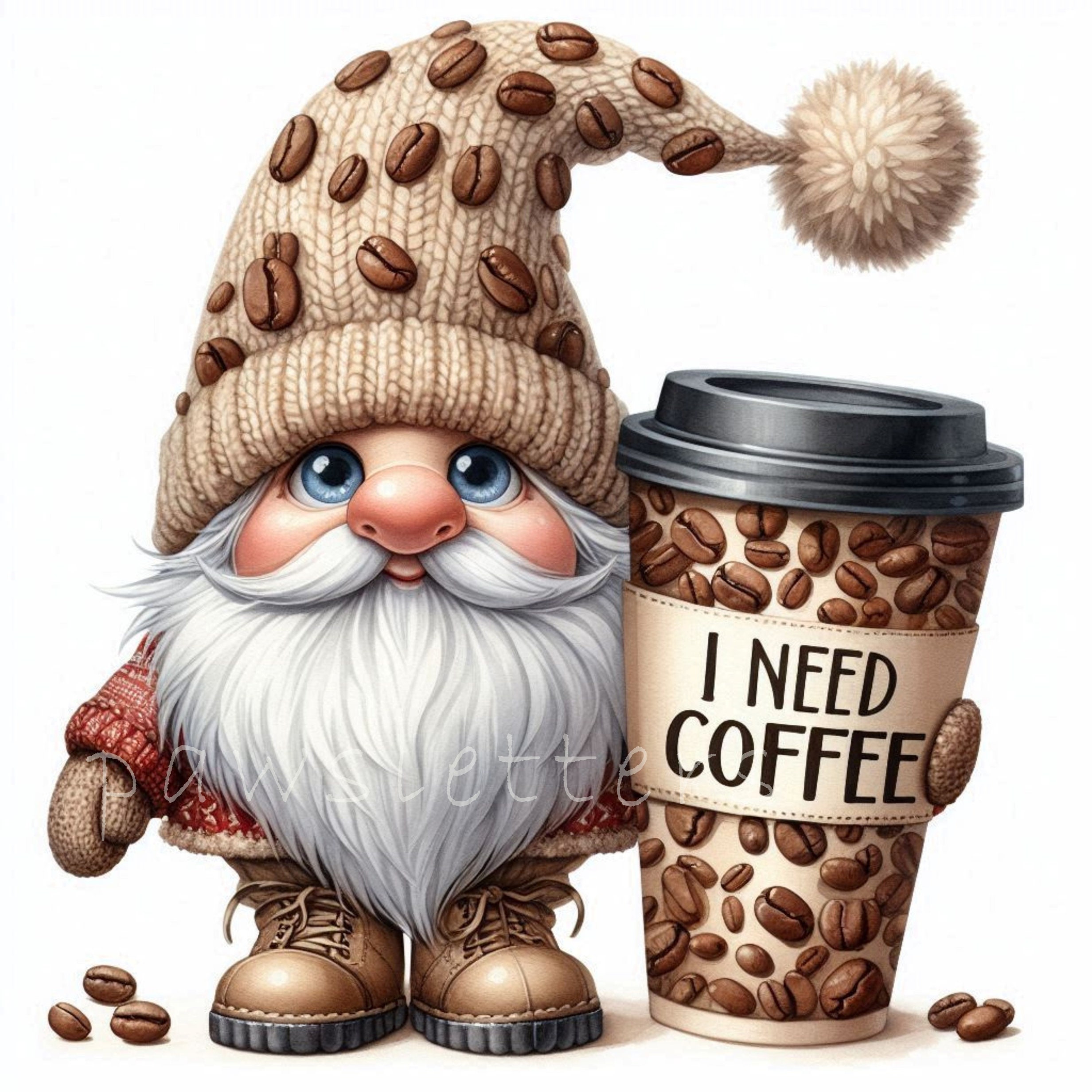 Coffee Lover Gnome Clipart | Set of 10 | High Quality 300 DPI Jpegs ...