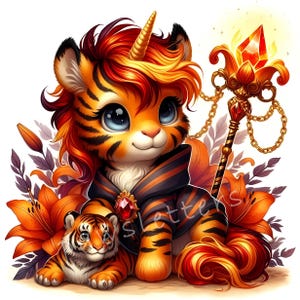 Tiger Unicorn Clipart, 10 Cute Animal JPG, High Quality 300 DPI ...