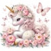 Peony Princess Unicorn Clipart Bundle 10 High Res Jpgs, Watercolor ...
