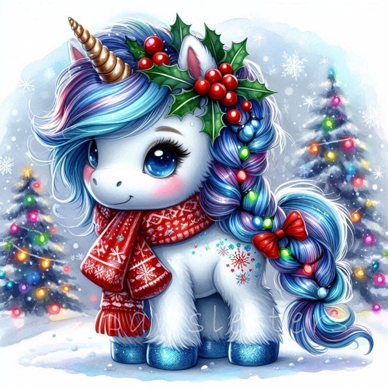Christmas Winter Unicorn Clipart | Set of 10 | High Quality 300 DPI ...
