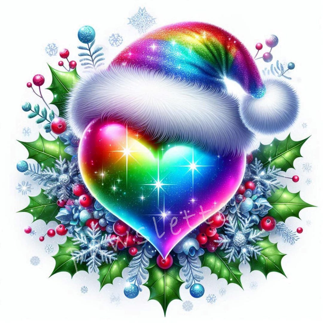 Winter Christmas Rainbow Hearts Clipart | Set of 10 | High Quality 300 ...