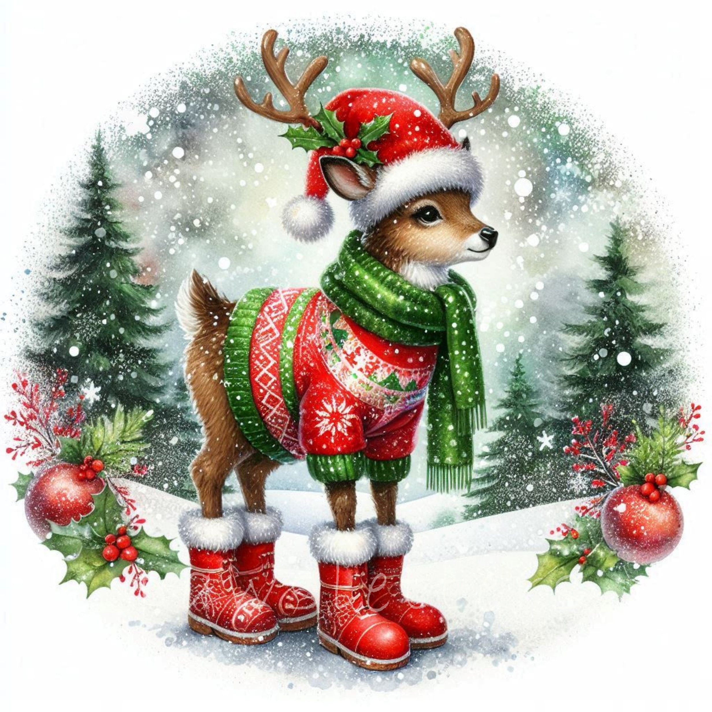 Christmas Reindeer Clipart Set of 10 High Quality 300 DPI Jpegs Winter ...