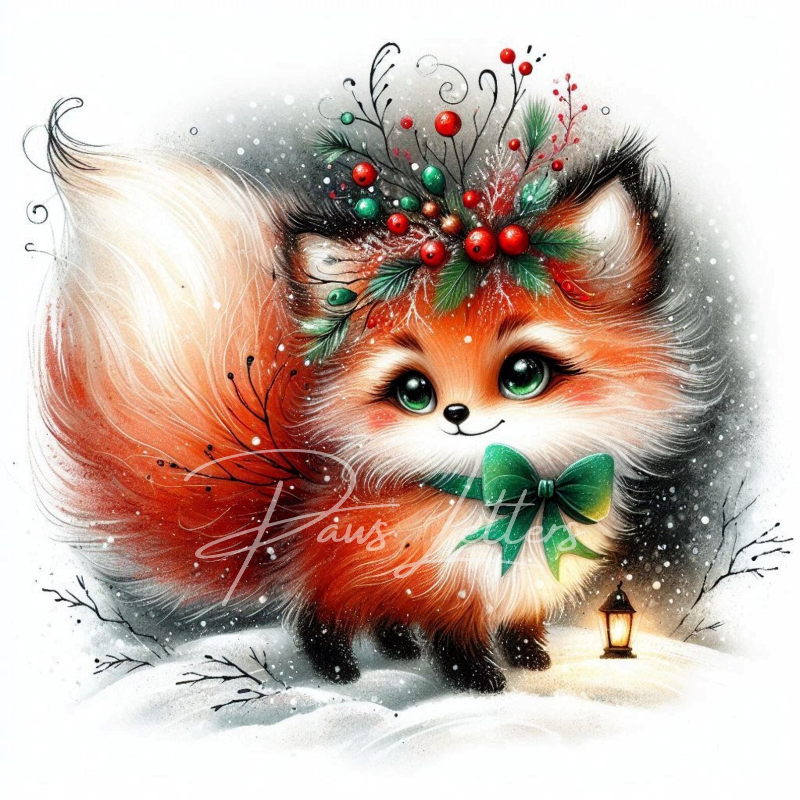 Christmas Animals Clip Art 10 High Res Watercolor Jpgs Winter Animals ...