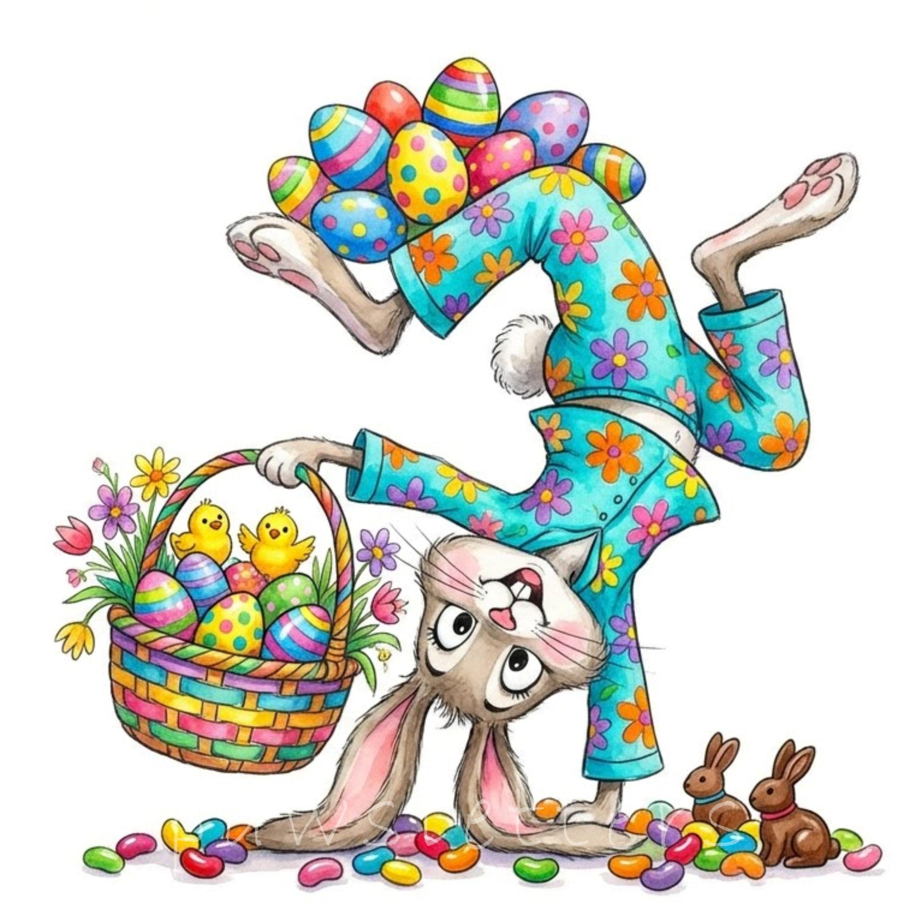 Funny Easter Bunny Clipart: Watercolor Whimsical Bunny Some Bunny Loves ...