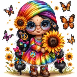 Groovy Floral Gnomes Clipart | Set of 10 | High Quality 300 DPI Jpegs ...