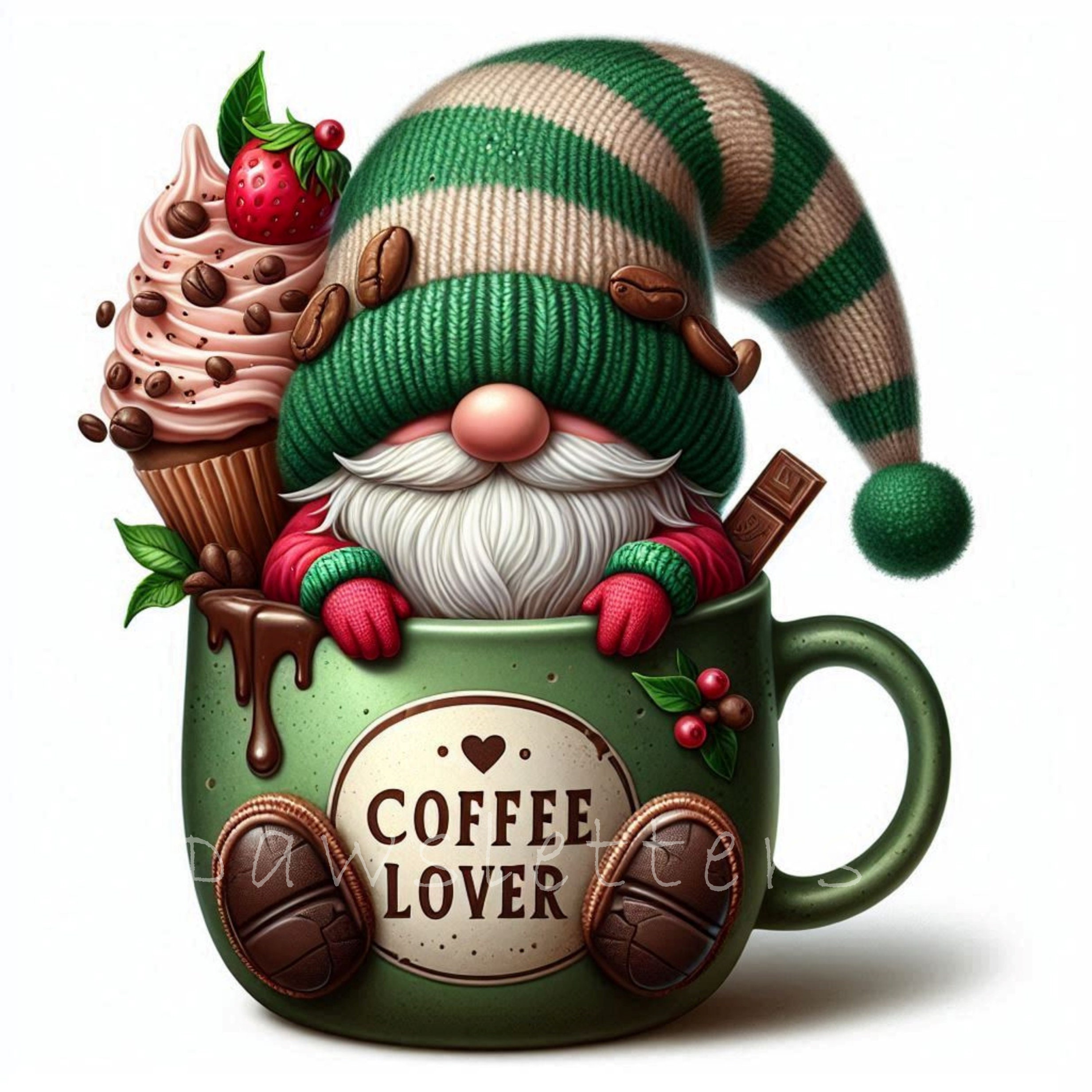 Watercolor Coffee Lover Gnome Clipart | Set of 10 | High Quality 300 ...
