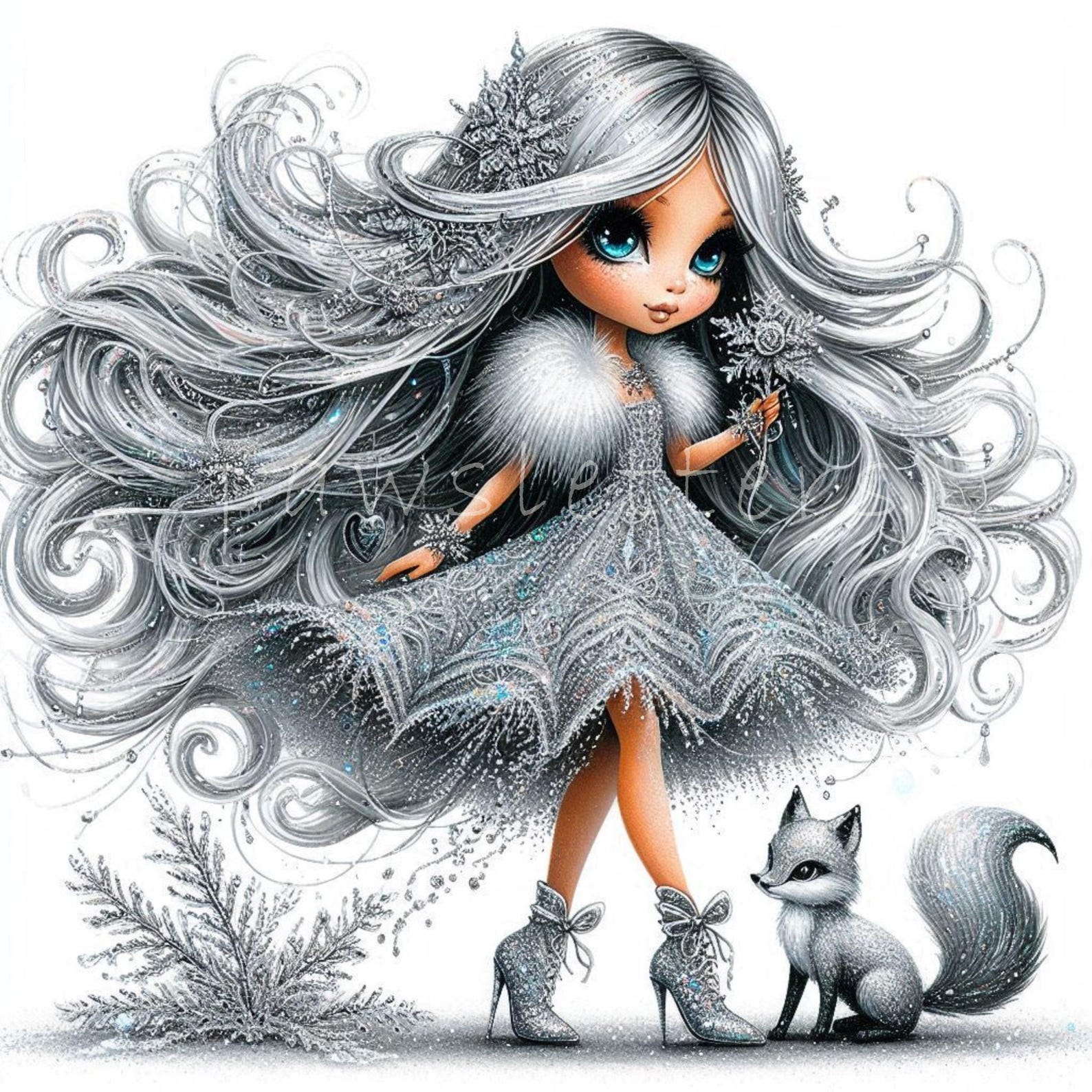 Winter Frost Princess Clip Art 10 High Res Watercolor Jpgs for Junk ...