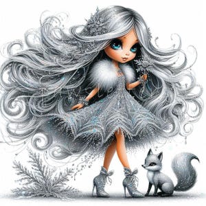 Winter Frost Princess Clip Art 10 High Res Watercolor Jpgs for Junk ...
