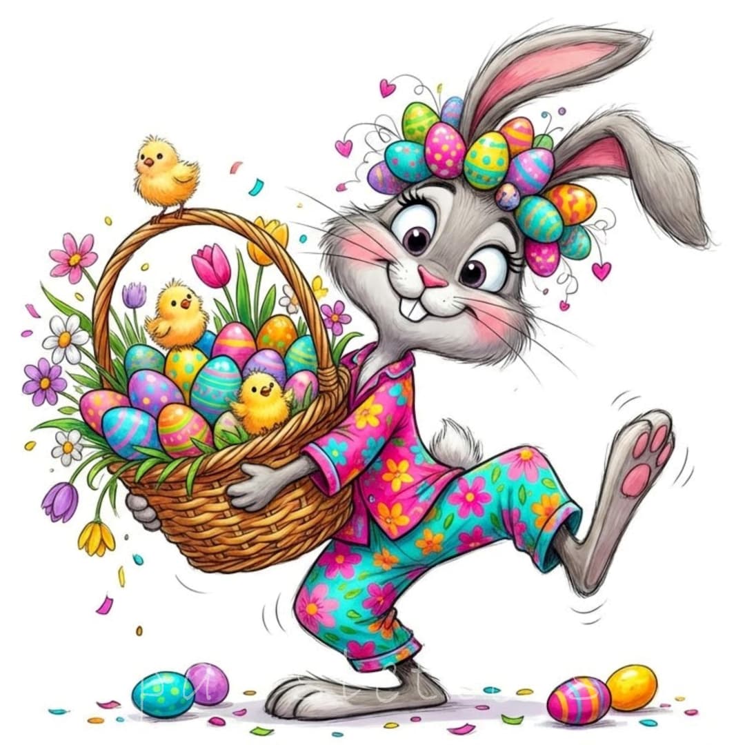 Funny Easter Bunny Clipart: Watercolor Whimsical Bunny Some Bunny Loves ...