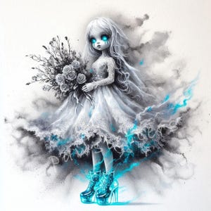 Ghost Bride Doll Clip Art 10 High Res Watercolor Jpgs for Junk Journal ...