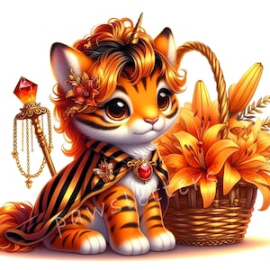 Tiger Unicorn Clipart, 10 Cute Animal JPG, High Quality 300 DPI ...