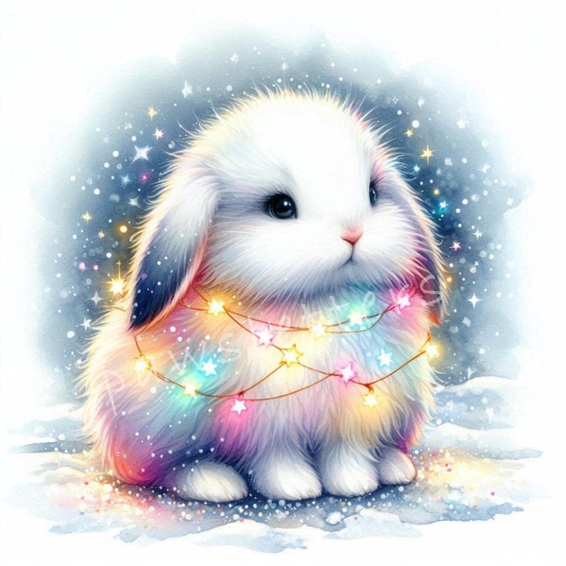 Christmas Bunny Clipart 10 High Res Watercolor Jpgs Cute Winter Animals ...