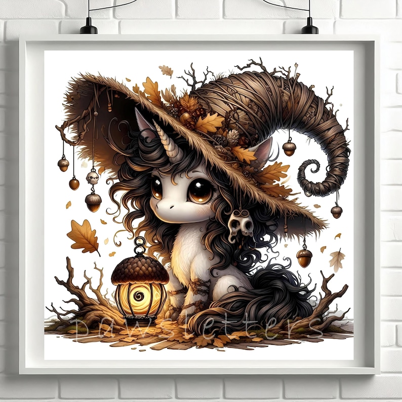 Magical Acorn Witch Unicorn Clipart | 10 High Res Autumn Fantasy Jpgs ...