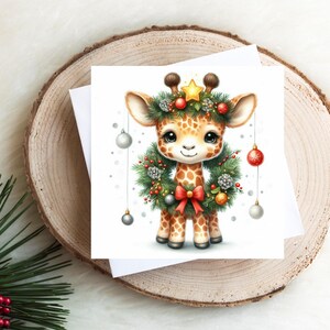 Christmas Giraffe Clipart 10 High Res Watercolor Jpgs Winter Animals ...
