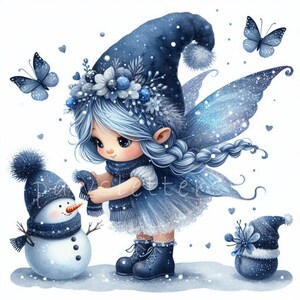 Midnight Fairy Gnomes Clip Art 10 High Res Watercolor Jpgs for Junk ...