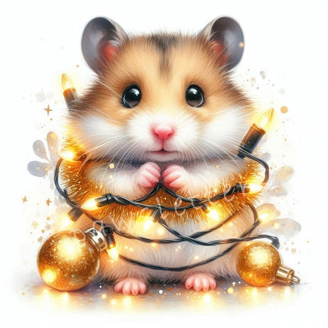 Christmas Hamster Clipart 10 High Res Watercolor Jpgs Cute Winter ...