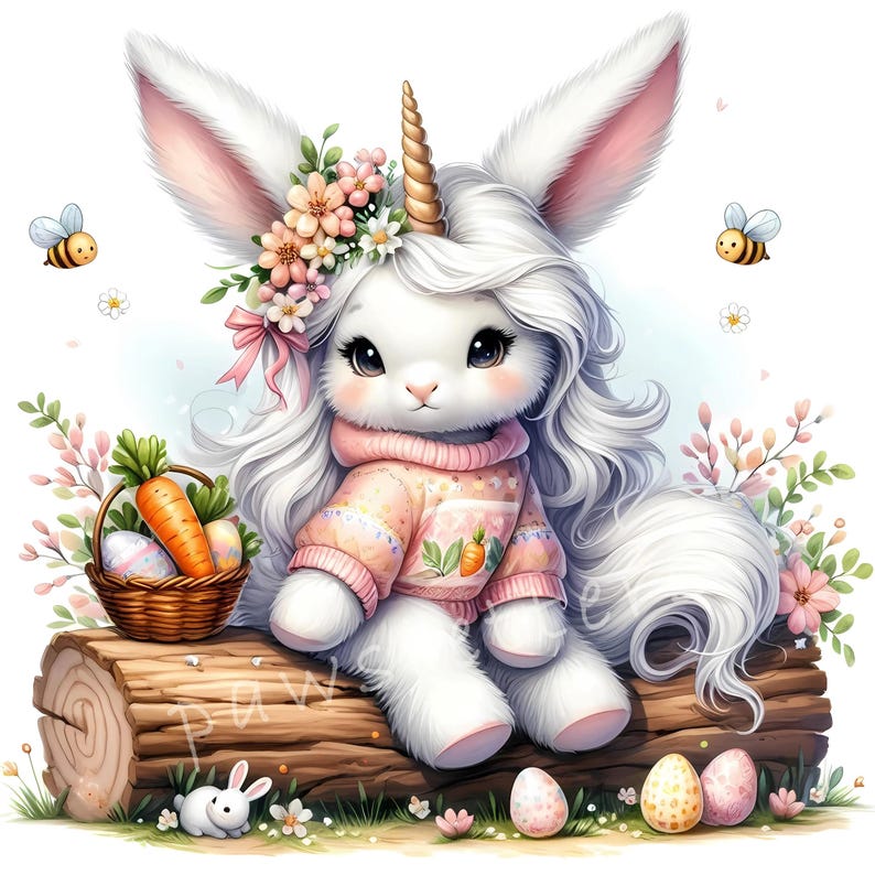 Watercolor Bunny Unicorn Clipart, Easter Spring Animals (10 JPG) - Etsy