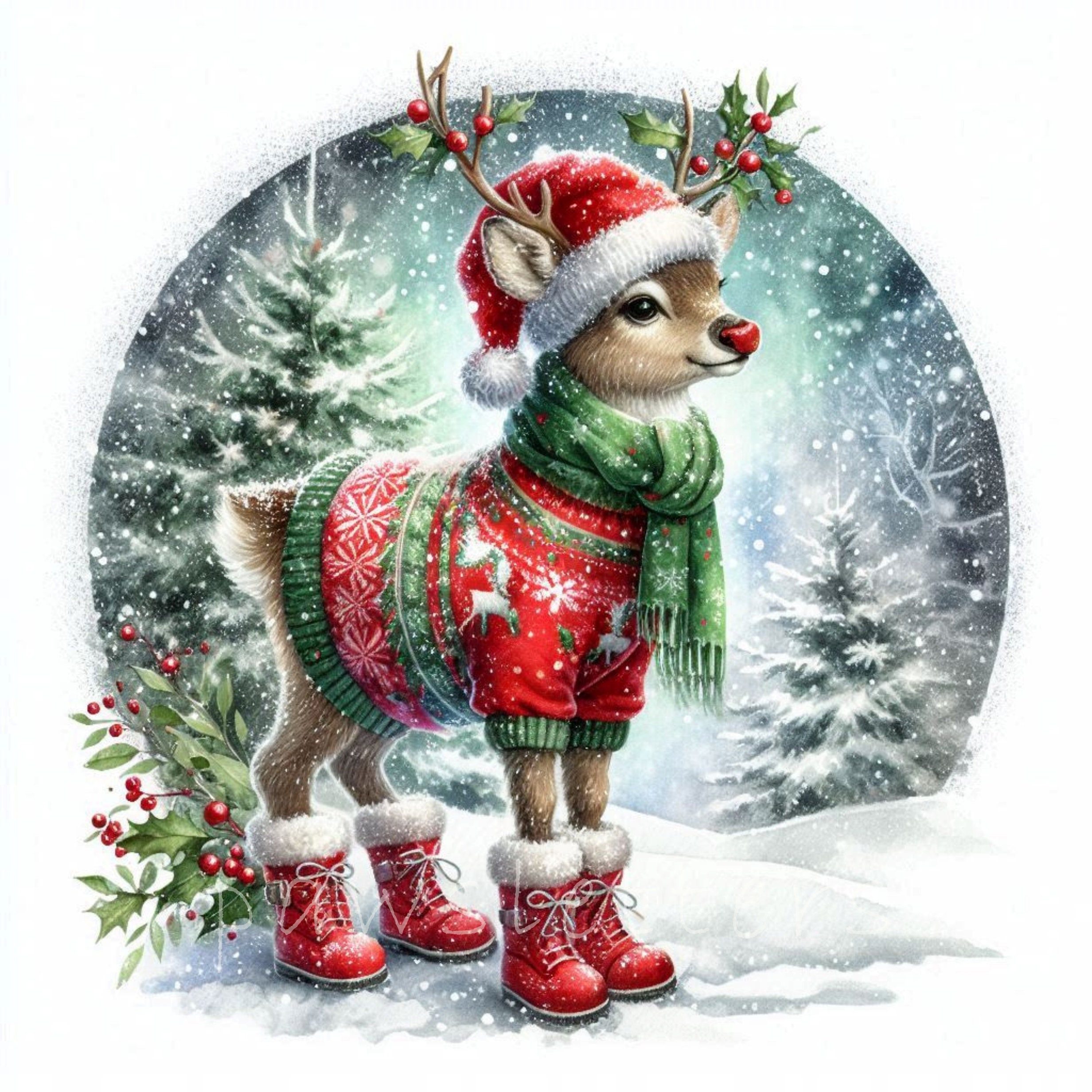 Christmas Reindeer Clipart Set of 10 High Quality 300 DPI Jpegs Winter ...