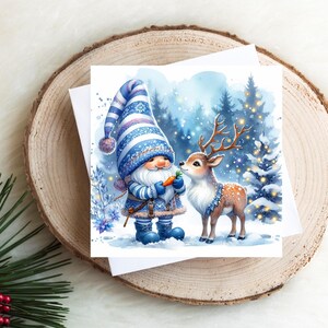 Gnome and the Reindeer Clipart 10 High Res Watercolor Jpgs for Junk Journal, Scrapbook ...