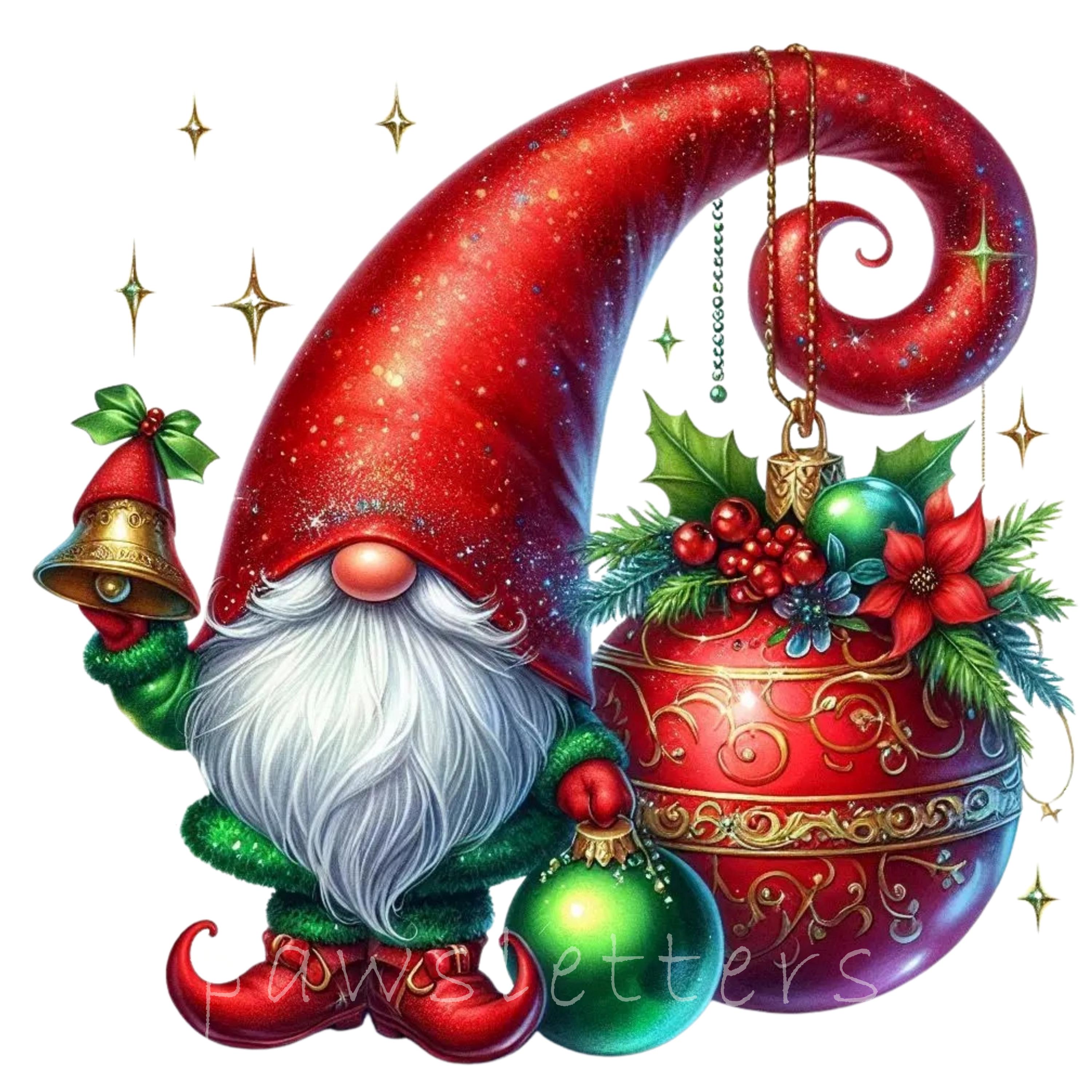Festive Christmas Gnome Clipart, 10 High Res Watercolor Jpgs for Junk ...