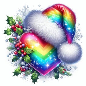 Winter Christmas Rainbow Hearts Clipart | Set of 10 | High Quality 300 ...