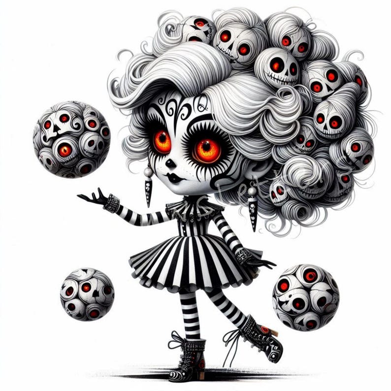 Skeleton Circus Performer Clip Art 10 High Res Watercolor Jpgs for Junk ...