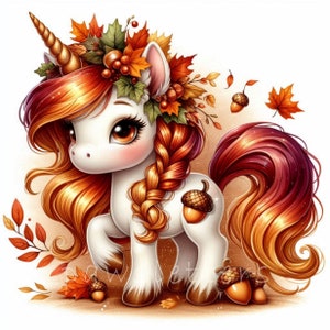 Autumn Unicorn Clipart | Set of 10 | High Quality 300 DPI Jpegs | Baby ...