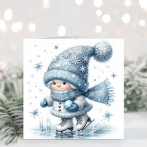 Ice Skating Gnome Clip Art 10 High Res Watercolor Jpgs for Junk Journal ...