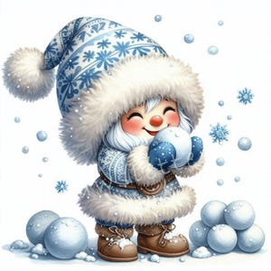 Snowball Fight Gnomes Clipart 10 High Res Watercolor Jpgs for Junk ...