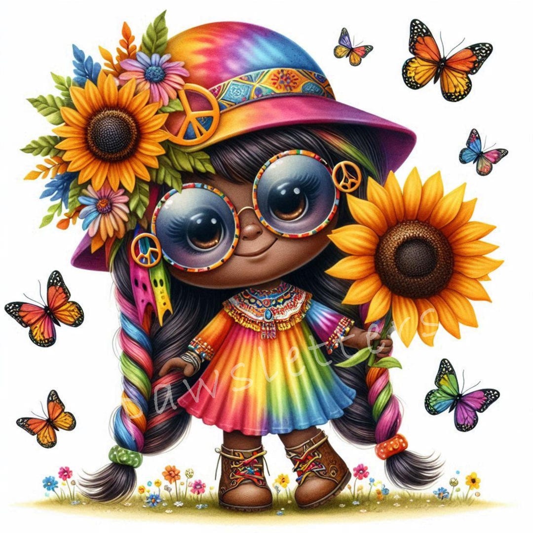 Groovy Floral Gnomes Clipart | Set of 10 | High Quality 300 DPI Jpegs ...