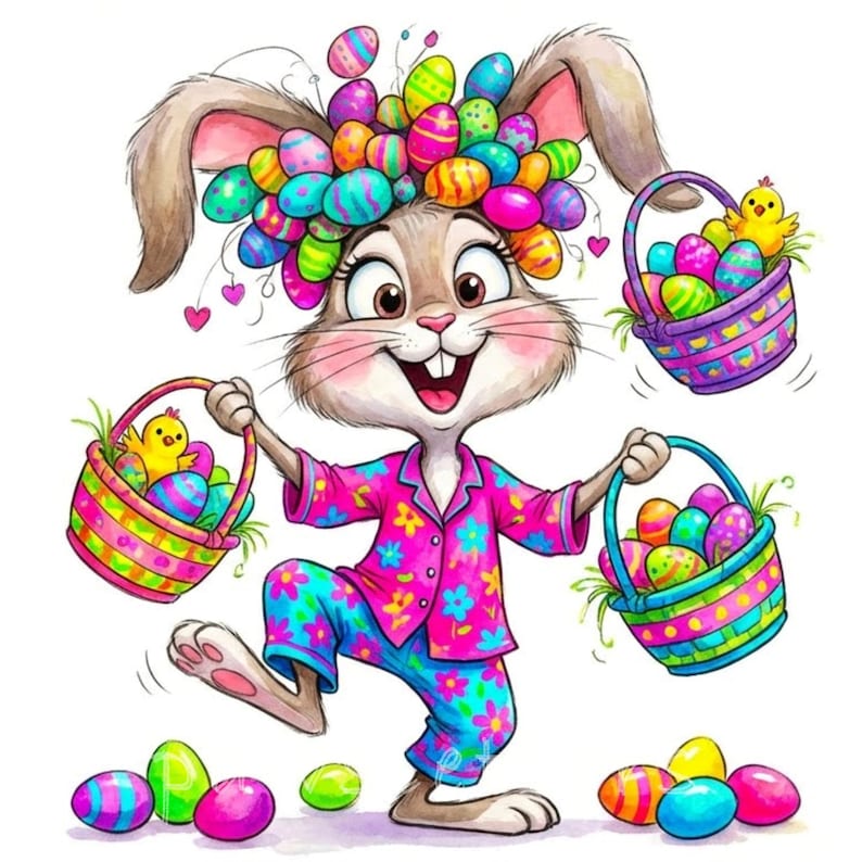 Funny Easter Bunny Clipart: Watercolor Whimsical Bunny Some Bunny Loves ...